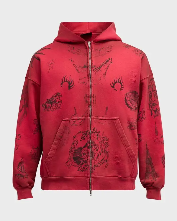 トップス balenciaga tattoo hoodie red XS balenciaga tattoo hoodie red XS
